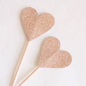 Rose Gold Heart Cupcake Toppers - Etsy