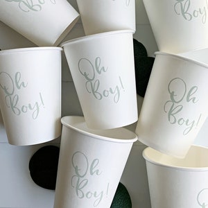 Oh Boy Cups Sage on White - Etsy