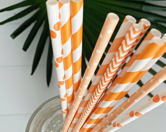 Orange Paper Straws | Etsy