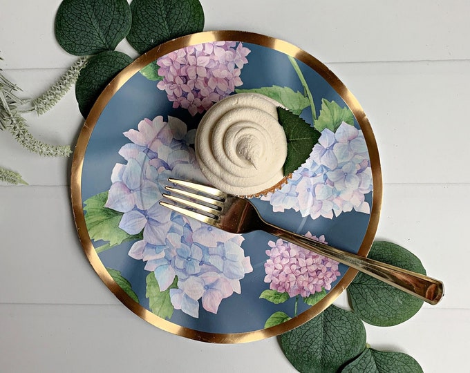 Blue Hydrangea Dessert Plates - Etsy