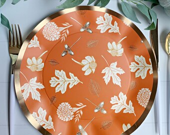 Watercolor Pumpkin Fall 9 Dinner Plates, Harvest Plates, Fall Party ...