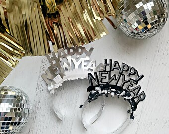 New Year's Eve Party Hats Party Hats Set of 8 Black and Gold Foil NYE ...