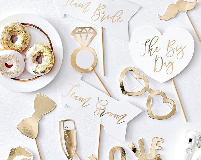 Gold Wedding Photo Props, Wedding Photo Booth Cutouts - Etsy