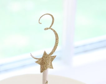 Number 3 Cake Topper Gold 3 Cake Topper 3rd Birthday Cake - Etsy