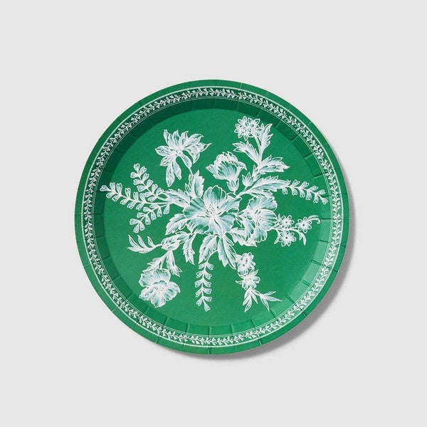 Green Toile Plates - Etsy