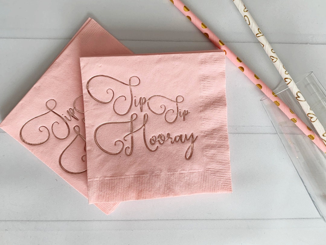 Elegant Pink Sip Sip Hooray Cocktail Napkins for Celebrations, Bridal ...