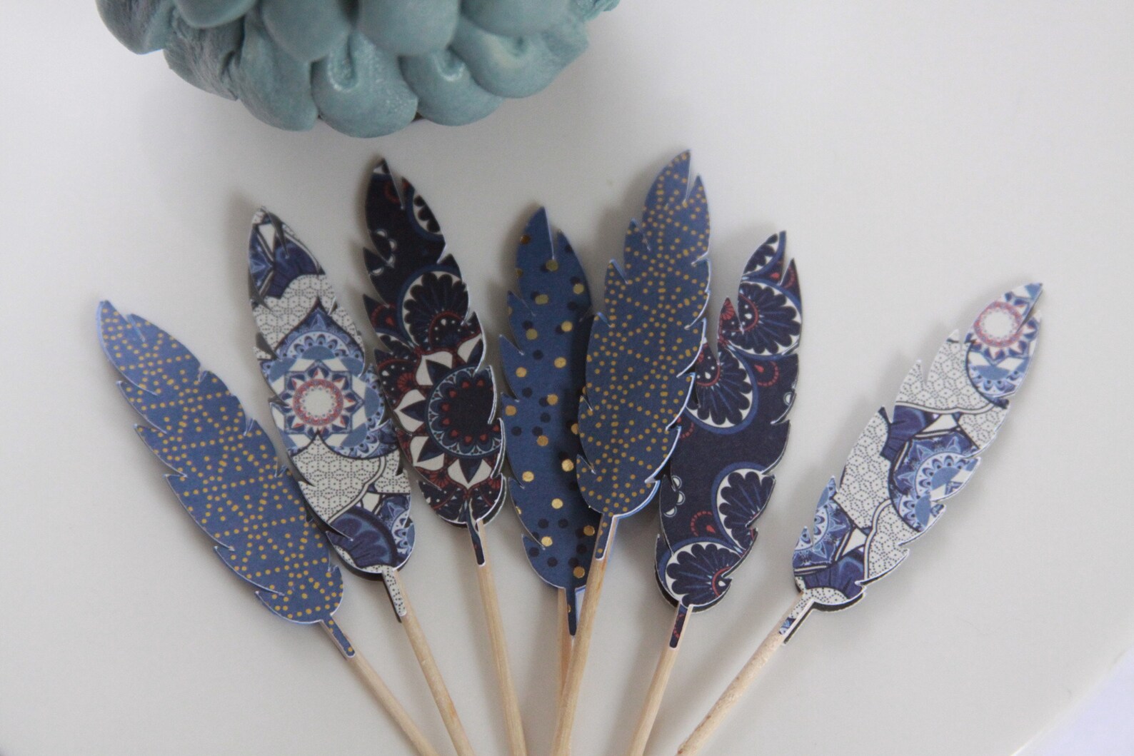 Boho Feather Cupcake Toppers - Etsy