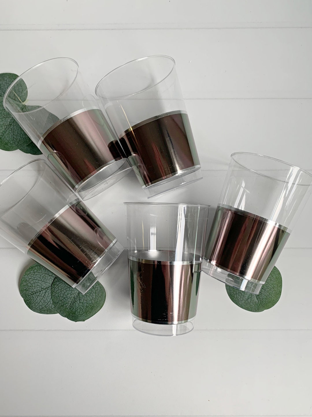 Derby Party Cups: 12 Oz Clear Plastic Julep Glasses Grey Band (set of ...