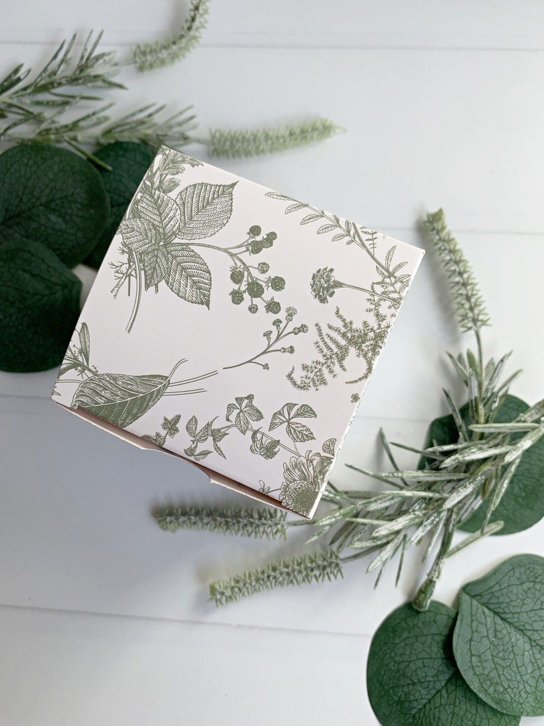 Sage Floral Favor Boxes - 3 Inch Square | Set of 10 Toile Gift Boxes - Etsy