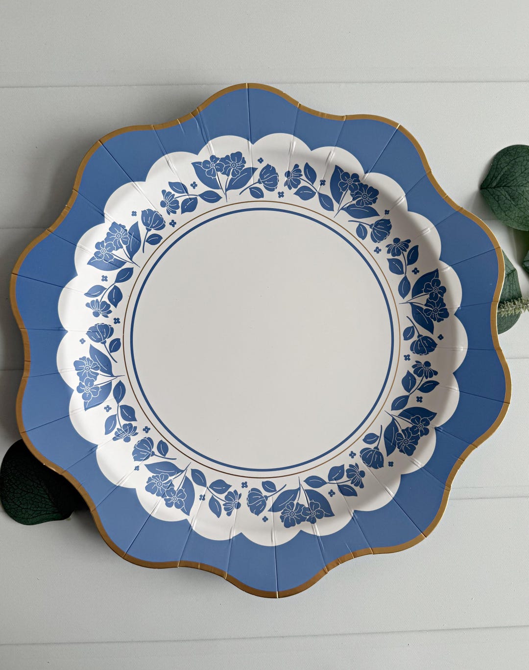 Blue Floral Paper Dinner Plates - Set of 8 - Elegant Party Decor - Etsy