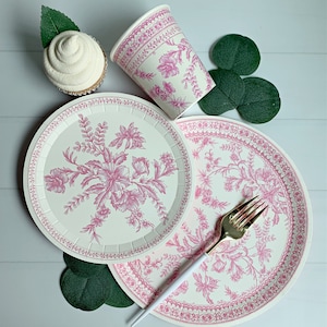 Pink Toile Paper Cocktail Napkins - Etsy