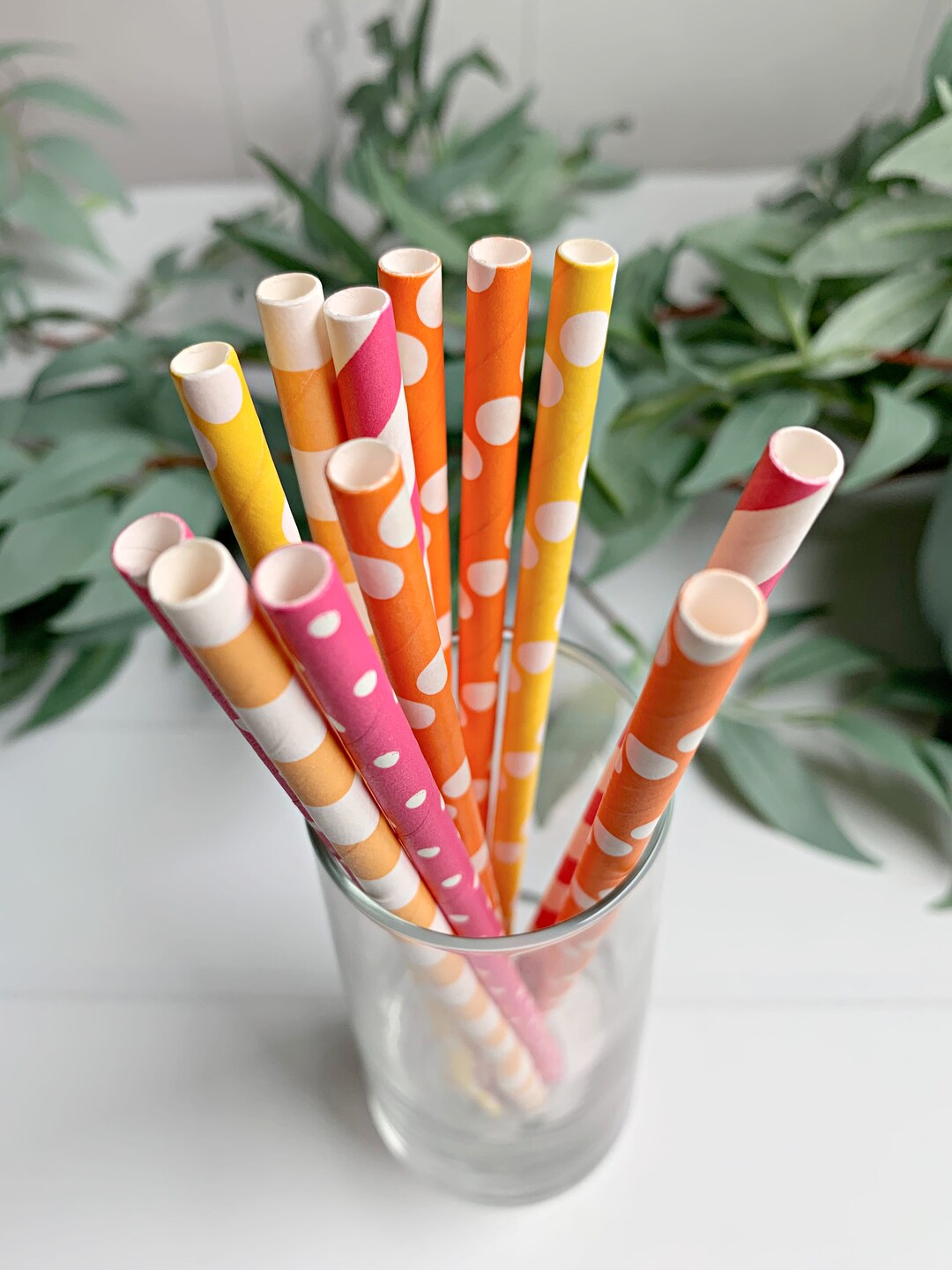 Bright Citrus Orange & Hot Pink Straws - Etsy