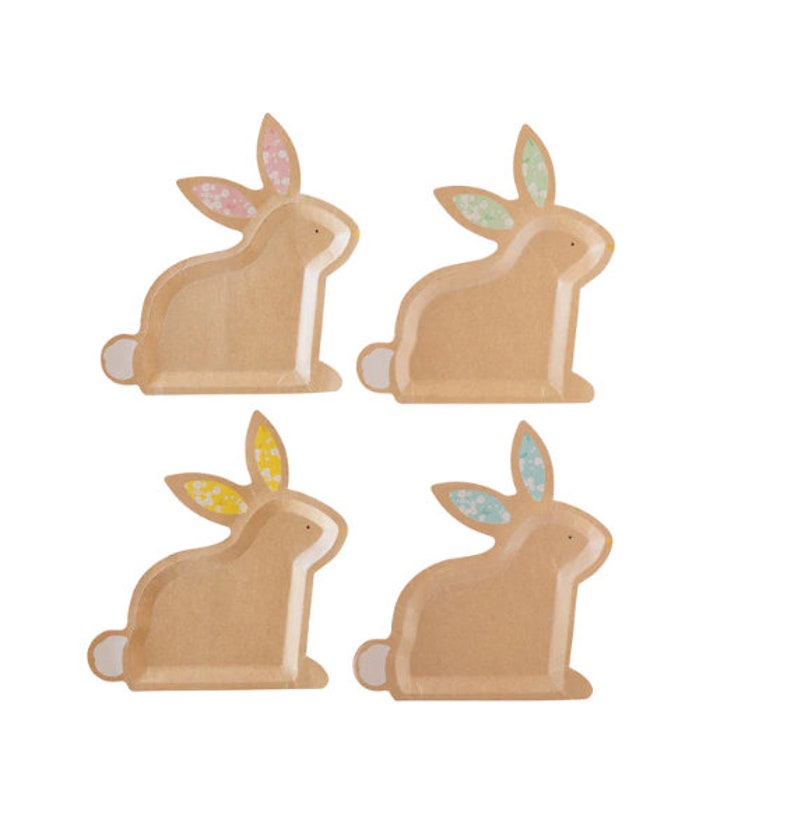 Some Bunny is One Shaped Paper Plates Kraft Easter Plates With Floral ...