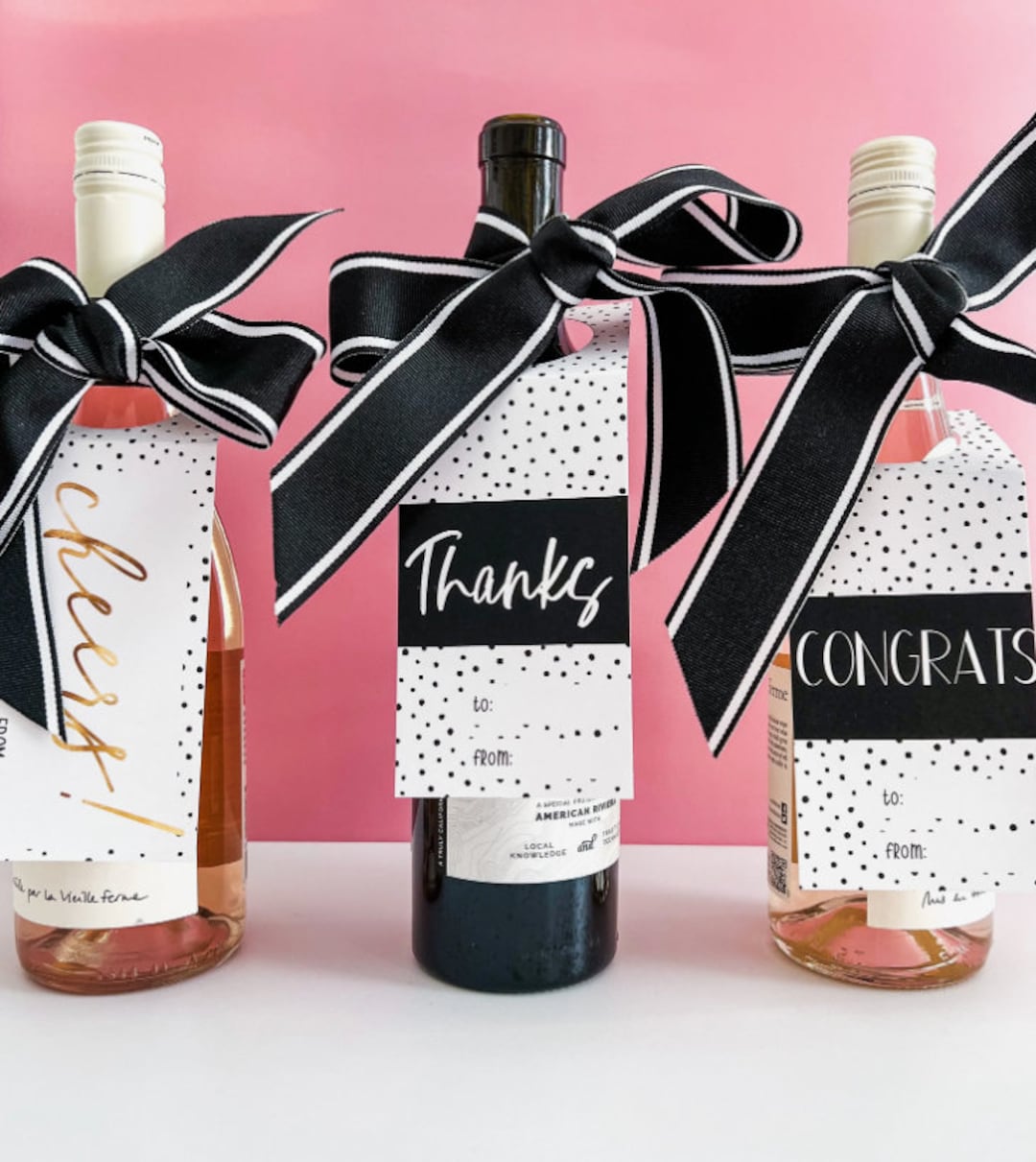 Wine Bottle Gift Tags With Ribbon - Set of 3 - Etsy