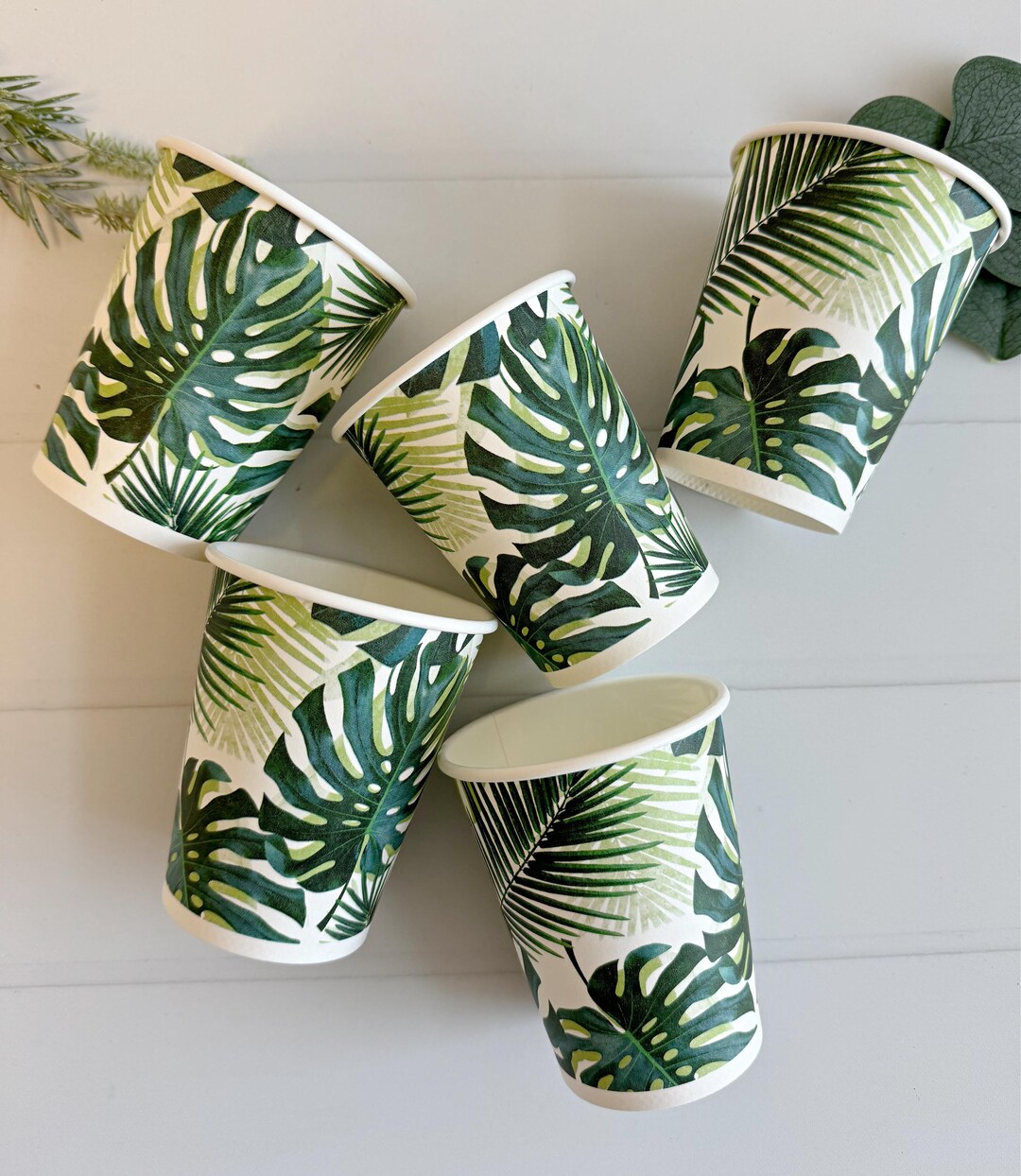 Tropical Leaf Paper Cups - Monstera Patterned Party Cups - Etsy