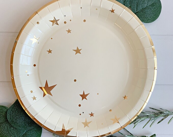 Cream Star Dinner Paper Plates - Etsy