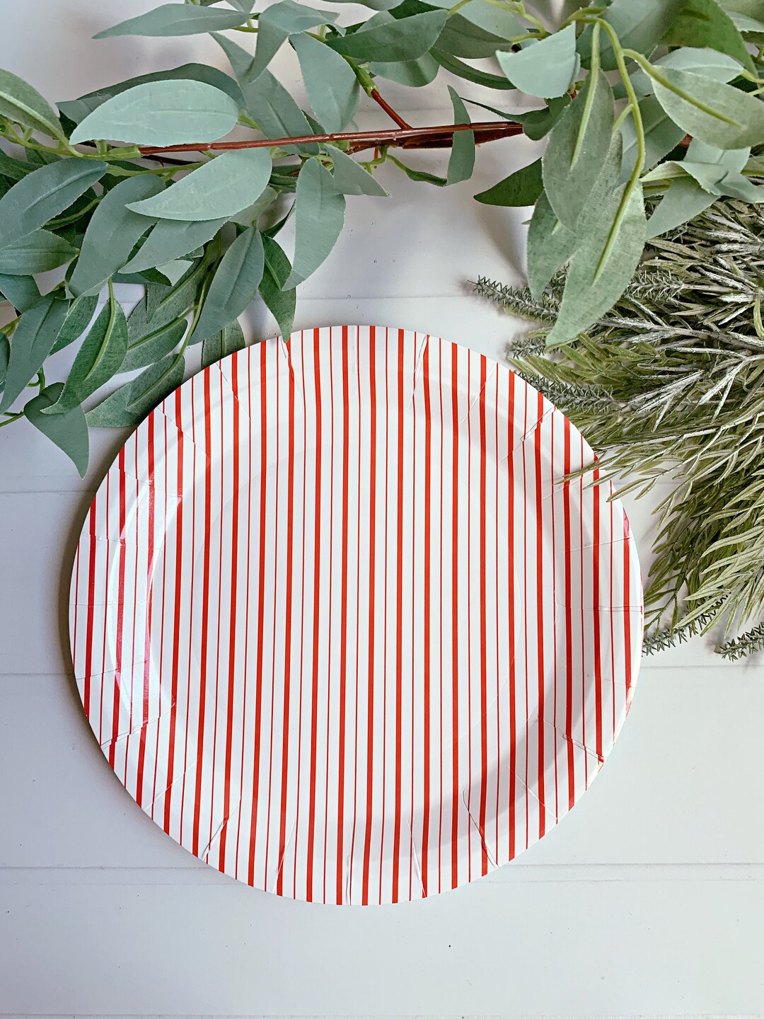 Red Striped Paper Plates - Etsy