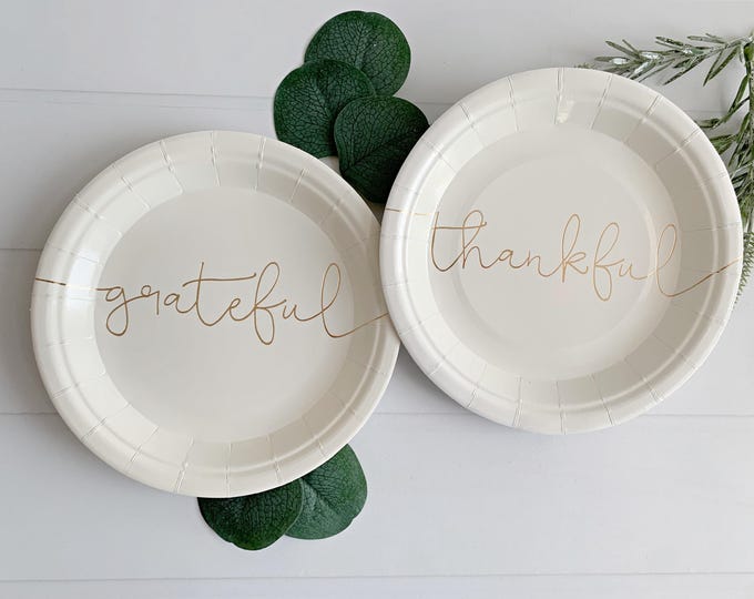 Grateful and Thankful 7 Inch Dessert Plates - Etsy