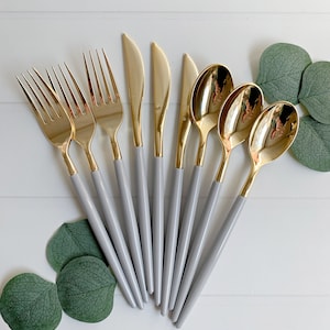 Grey and Gold Utensils - Etsy