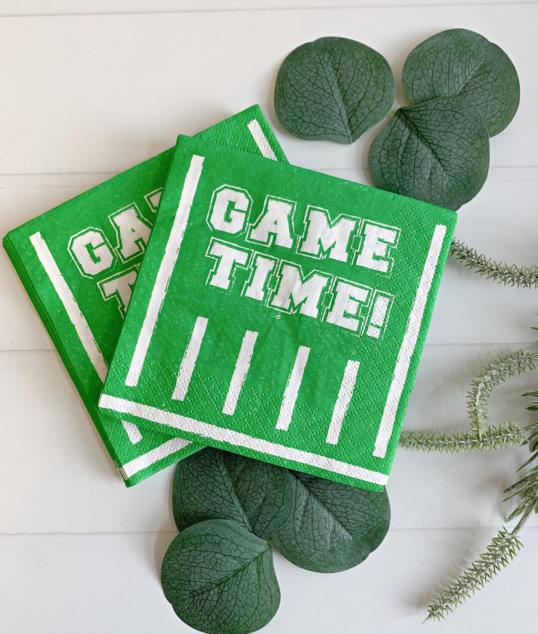 Football Cocktail Napkins - Green and White Field for Tailgating and ...