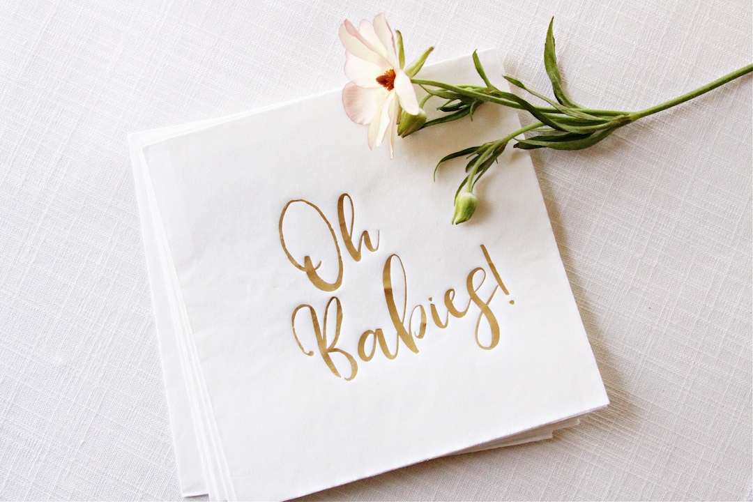 Oh Babies Napkins - Gold Foil | Set of 16 Luncheon Sized Baby Shower ...