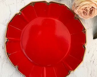 Scalloped Red Plates - Etsy