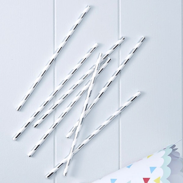 Silver Paper Straws - Etsy