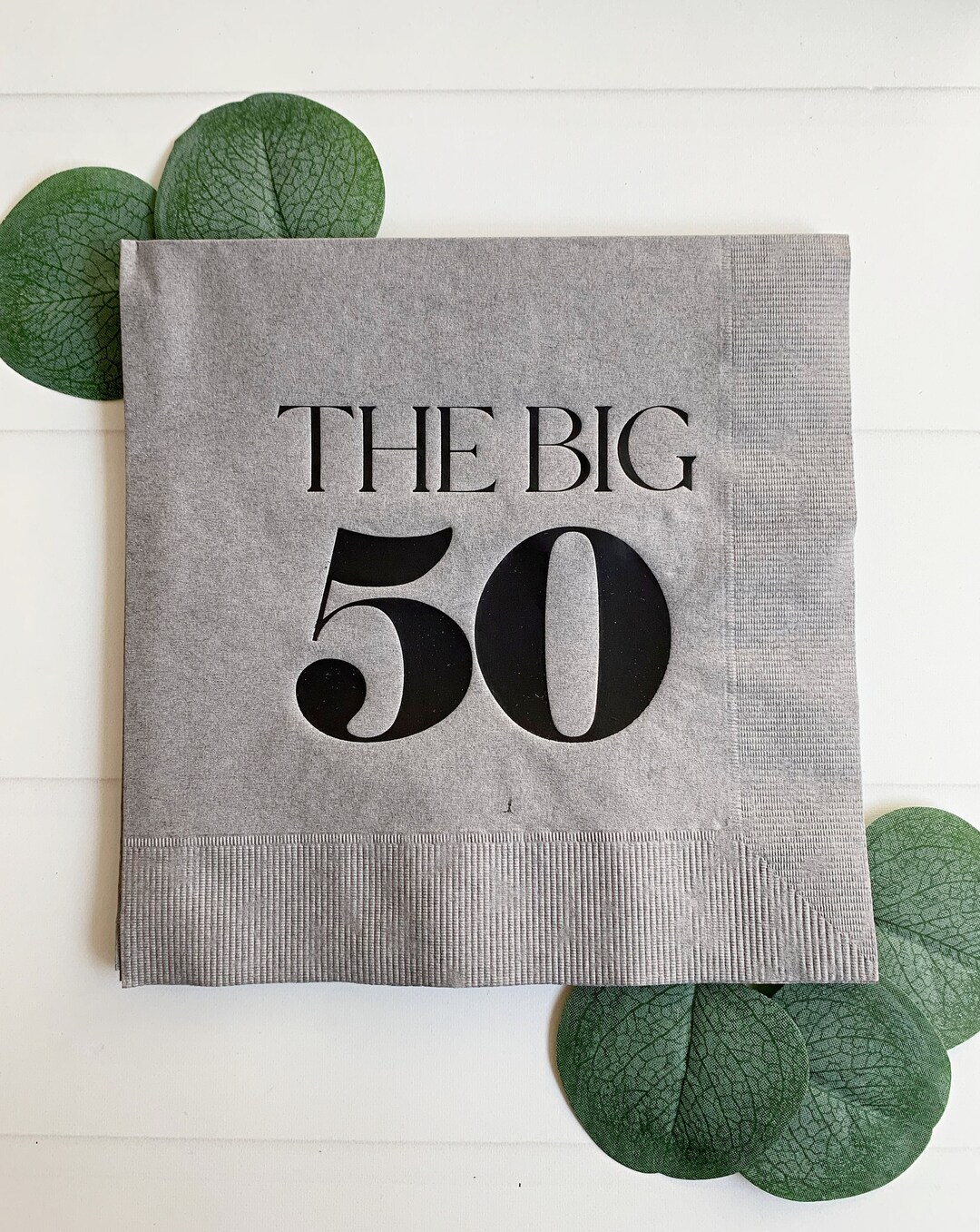 50th Birthday Napkins - the Big 50 - Grey & Black - Etsy
