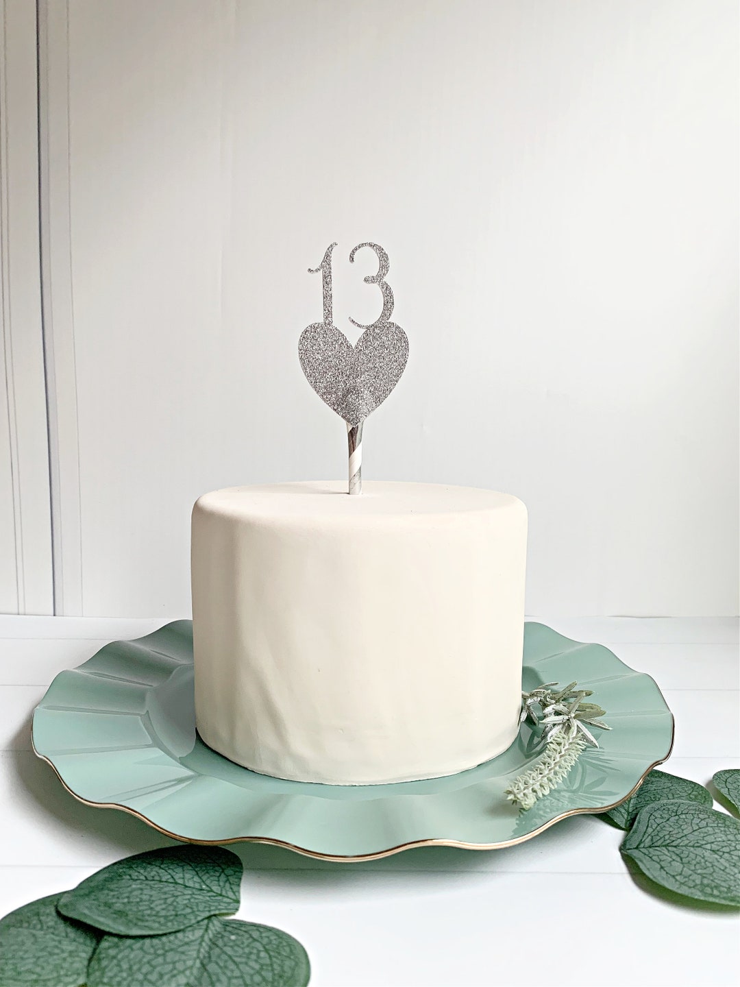 13 Silver Heart Cake Topper, 13th Birthday Party - Etsy