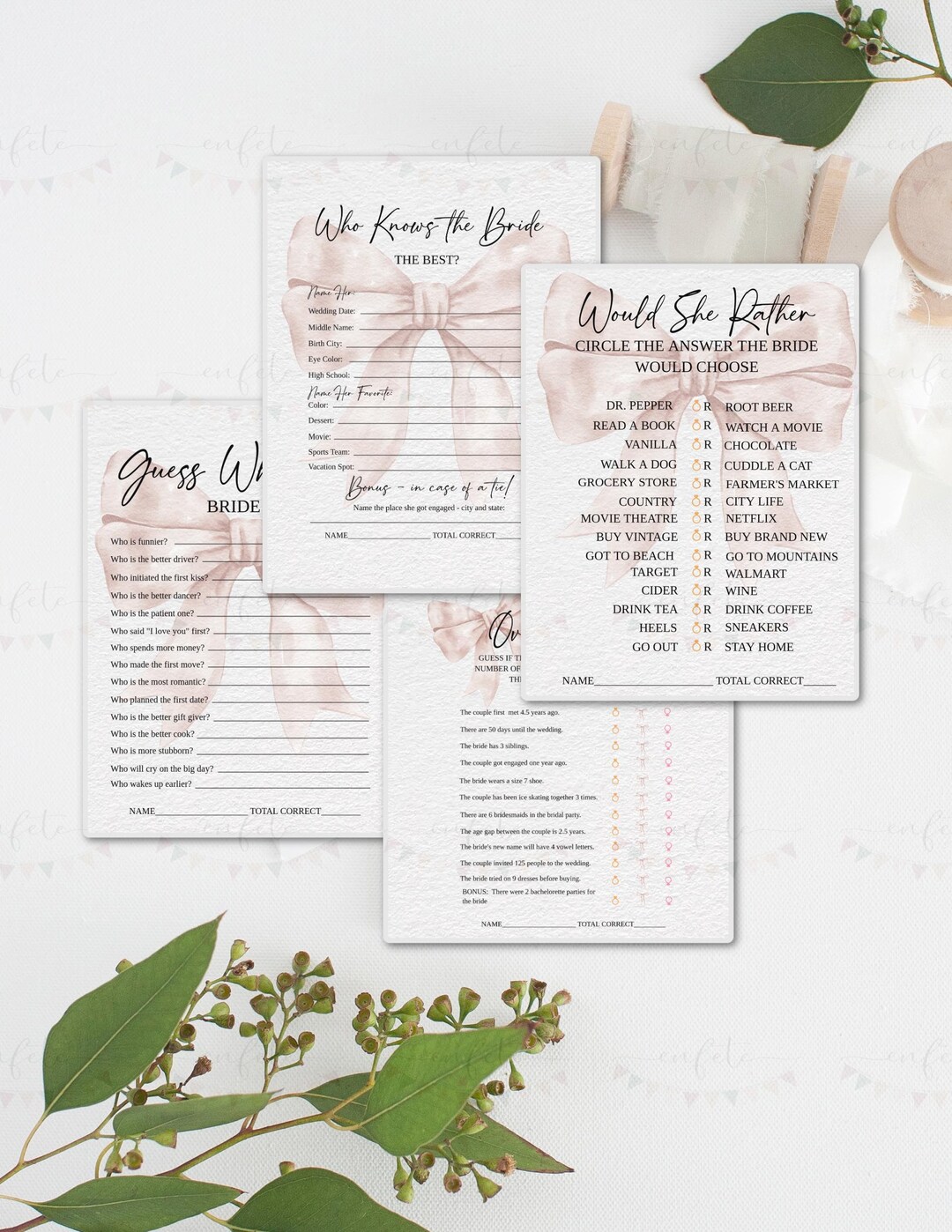 Bridal Shower Games Bundle - She's Tying the Knot Digital Download - Etsy