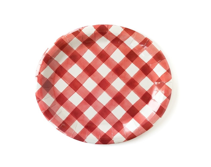 Red Gingham Oval Plates - Etsy