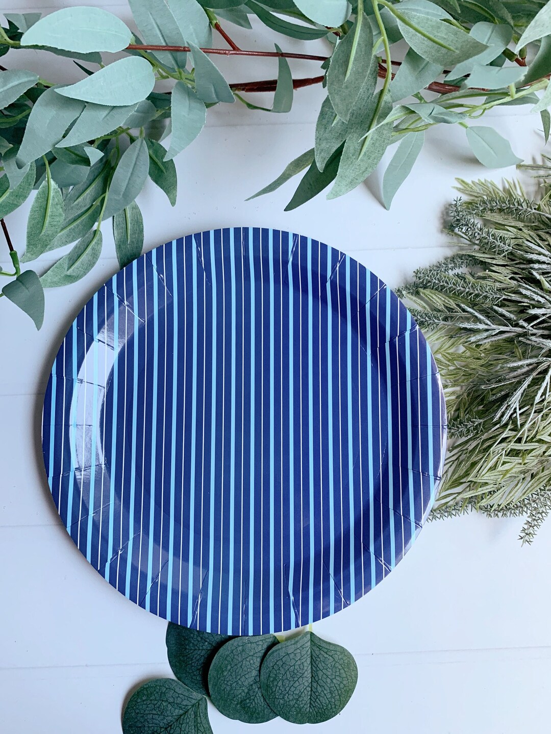 Navy and Blue Striped Plates - Etsy