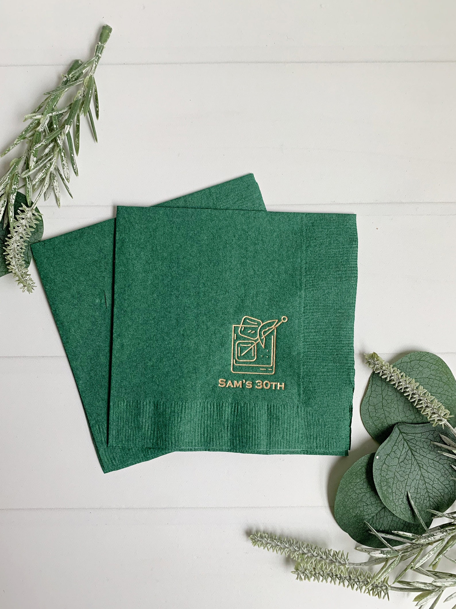 Personalized Old Fashioned Glass Cocktail Napkins: Custom Birthday ...