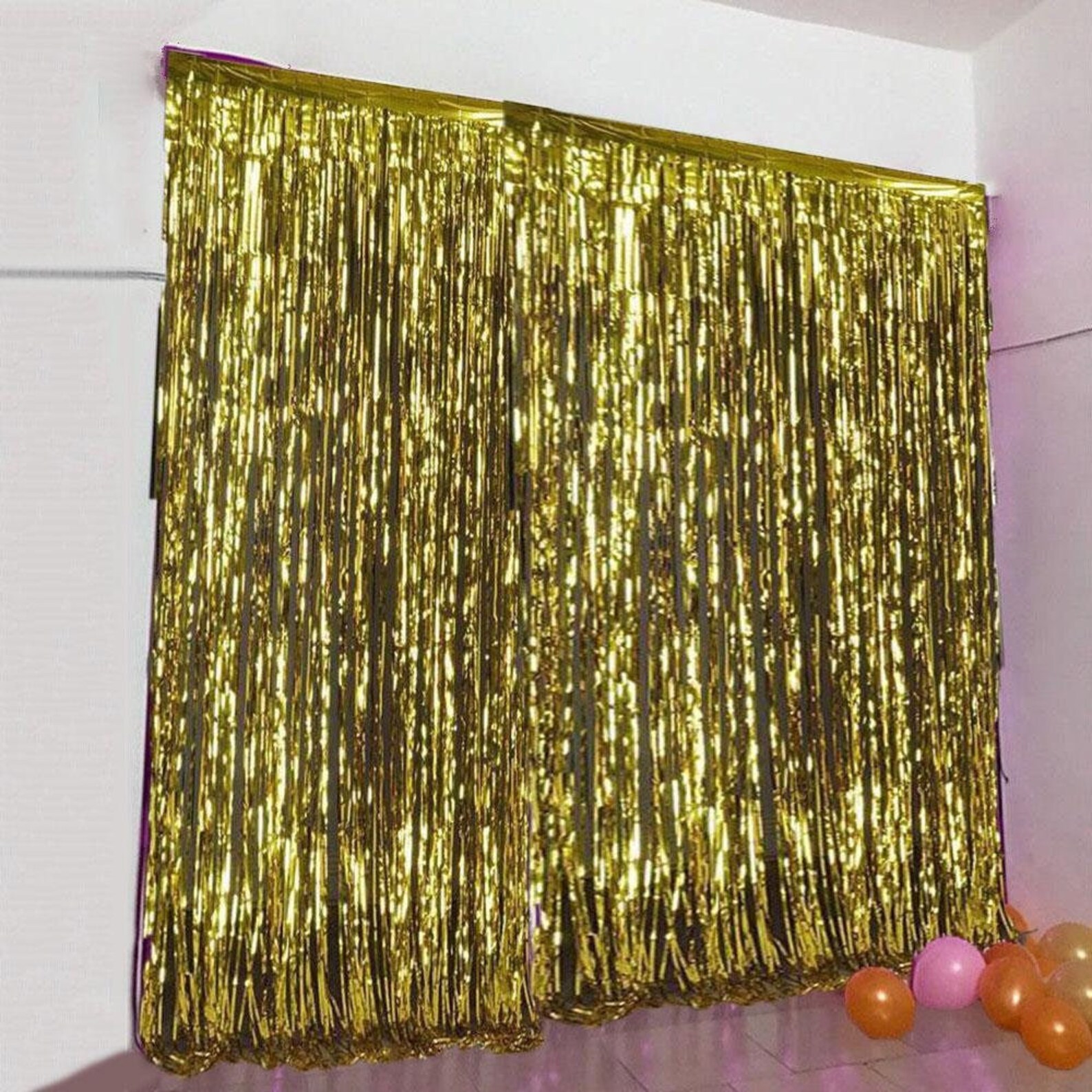 Bright Gold Fringe Photo Booth Backdrop Streamer Backdrop for - Etsy