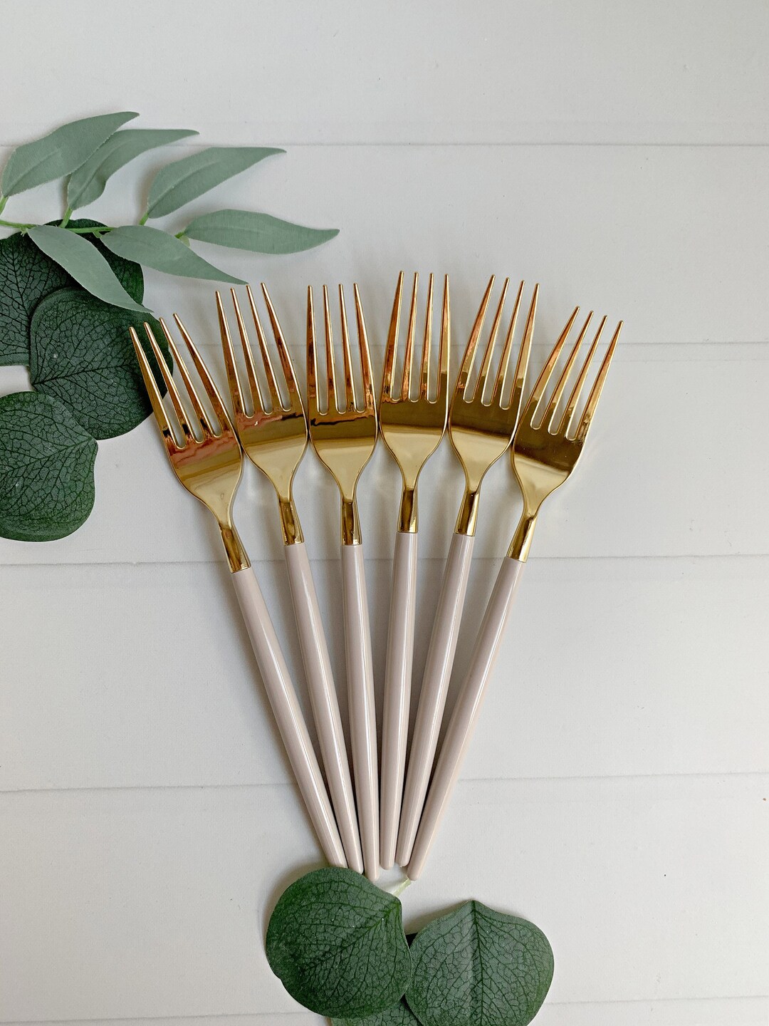 Linen and Gold Modern Forks - Etsy