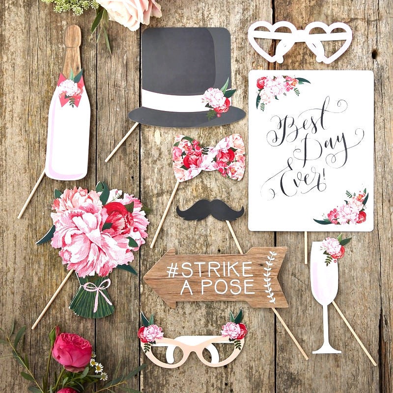 Paper & Party Supplies Party Supplies Selfie Props Rustic Wedding Photo ...