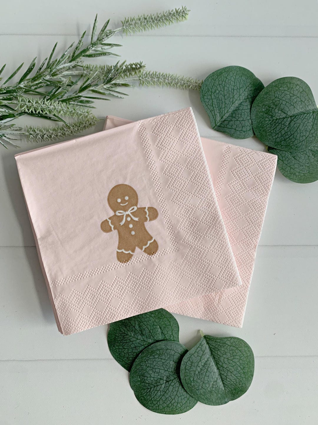Gingerbread Man Pink Christmas Cocktail Napkins - for Drinks, Desserts ...
