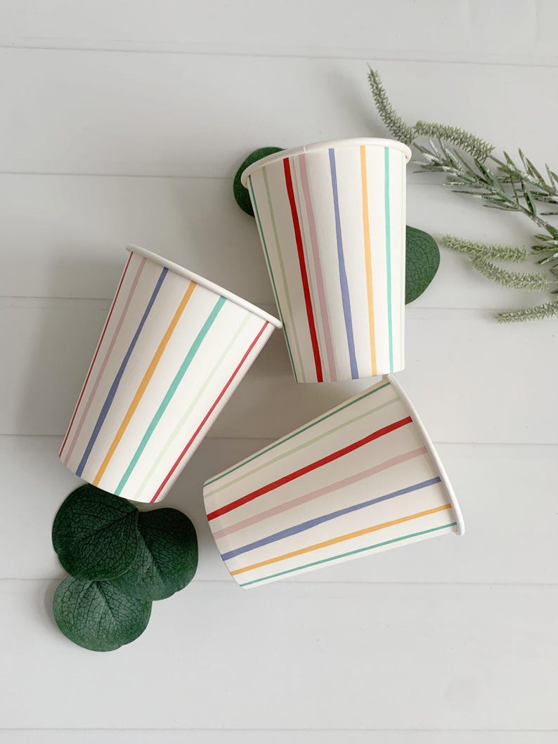 Striped Paper Cups, Set of 8 - Etsy