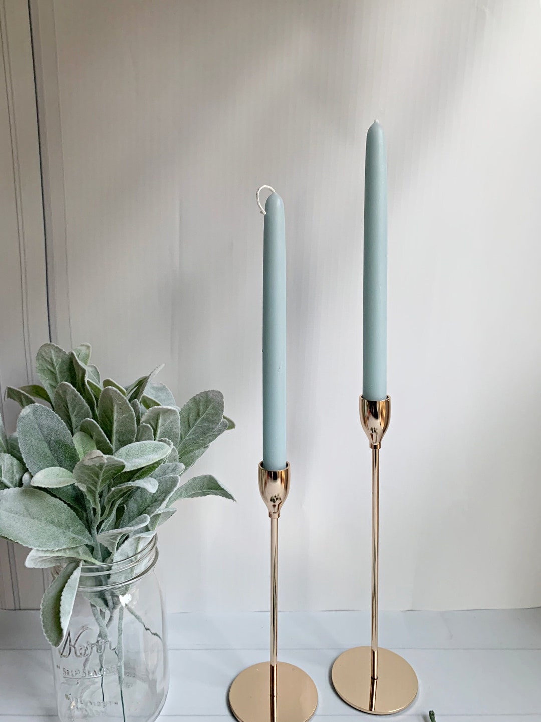 Pale Blue Wedding Taper Candles - Beeswax 10 Inch | Set of 2 Candles ...