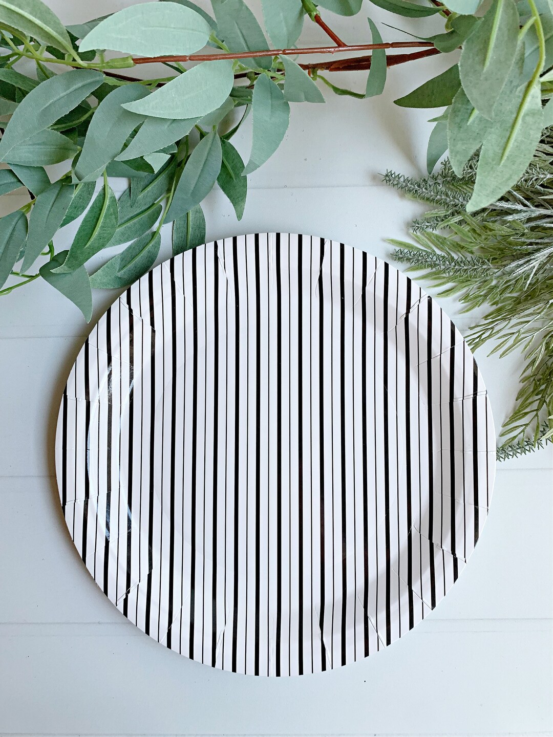 Black and White Striped Plates - Etsy
