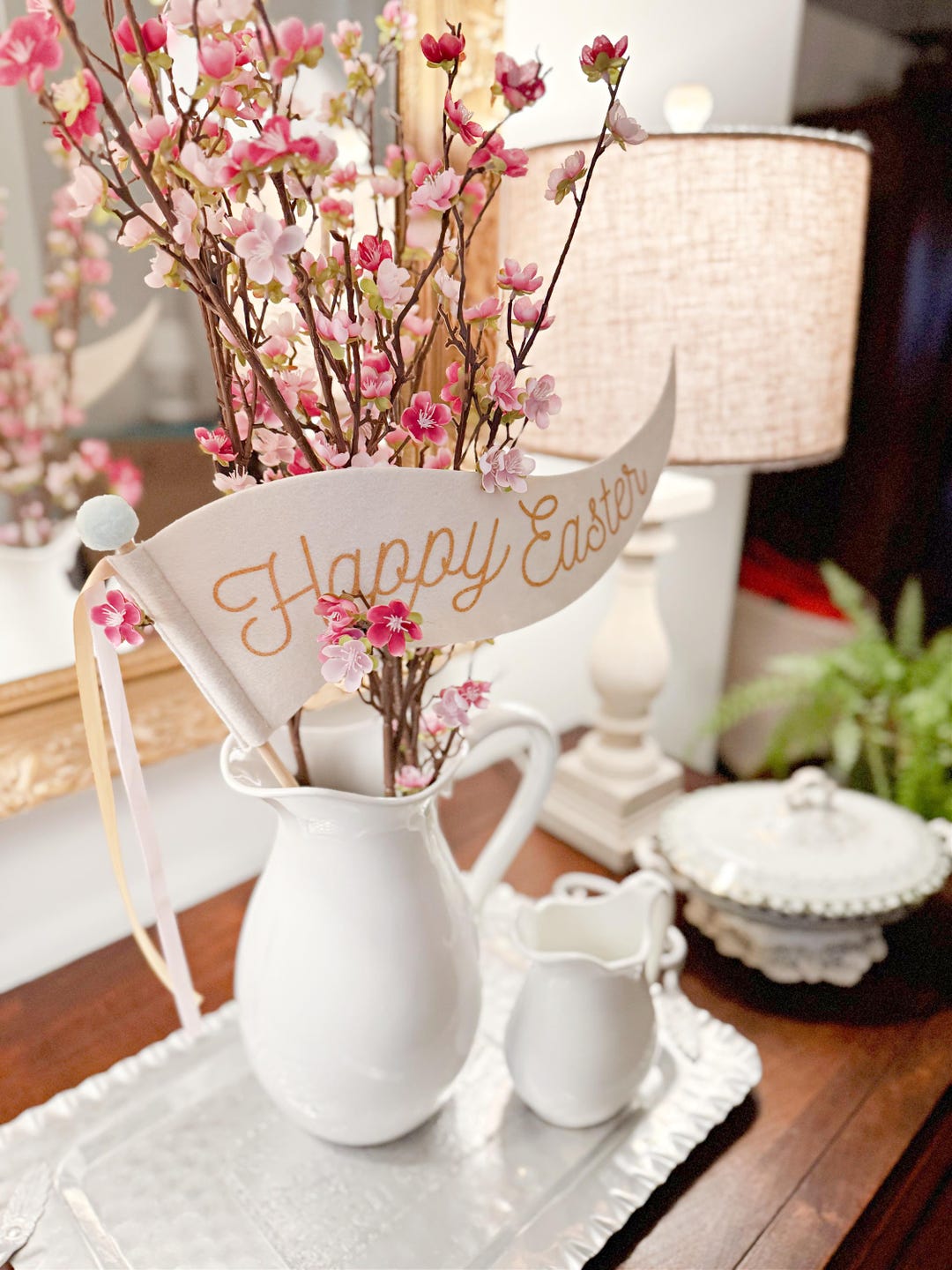 Wavy Easter Felt Pennant - Easter Bunny Basket Decorations and Spring ...