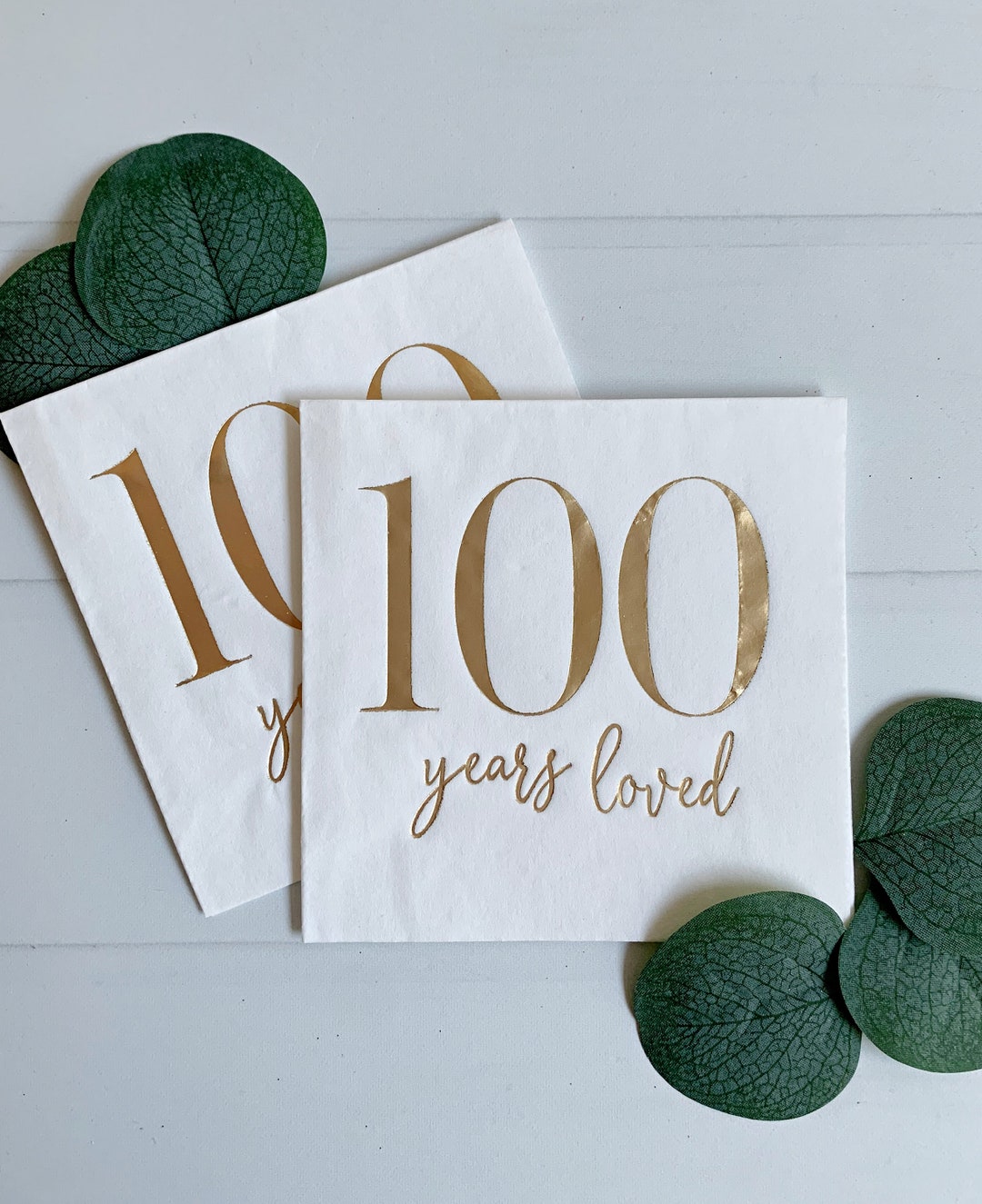 100 Years Loved Cocktail Napkins - White - Etsy