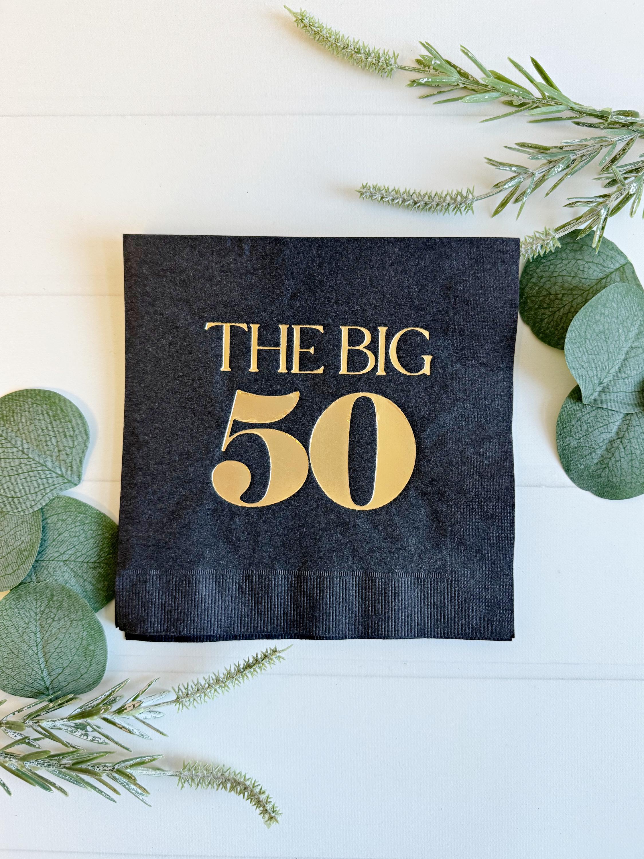 50th Birthday Napkins - the Big 50 - Gold and Black - Etsy