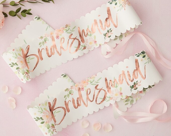 Bachelorette Party Sashes - Floral Bridesmaid Sashes Set of 2 - Fresh ...