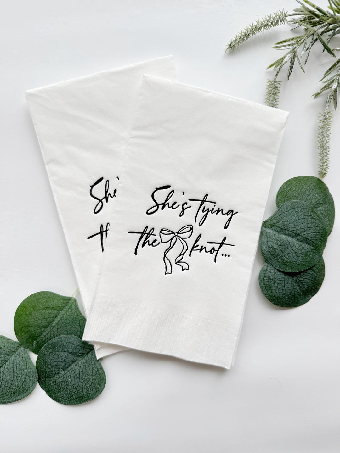 She's Tying the Knot Dinner Napkins - Black Bow Bridal Shower, Set of ...