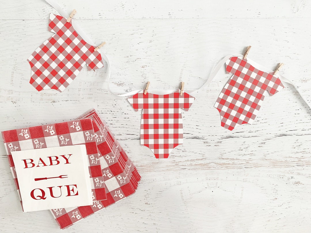 Baby Q Banner - Red Gingham - Etsy