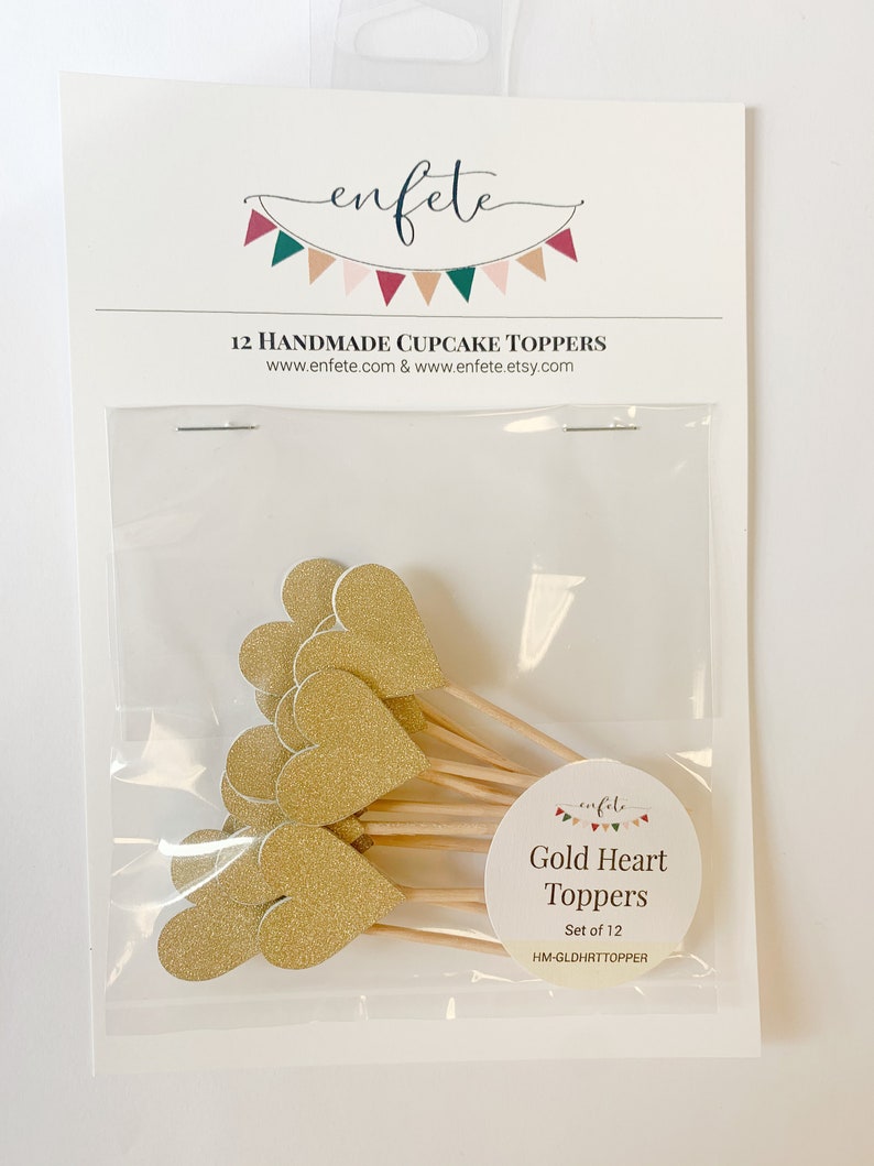 Gold Heart Cupcake Toppers - Etsy