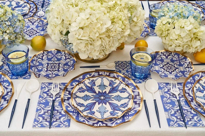 Moroccan Blue Paper Salad Plates - Etsy