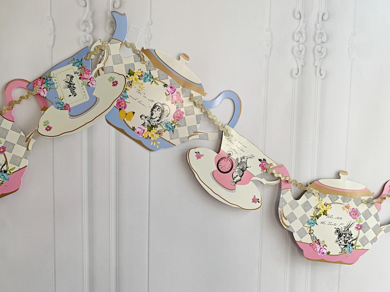 Alice in Wonderland Teapot Banner: Gold Foil Tea Party Decor - Etsy