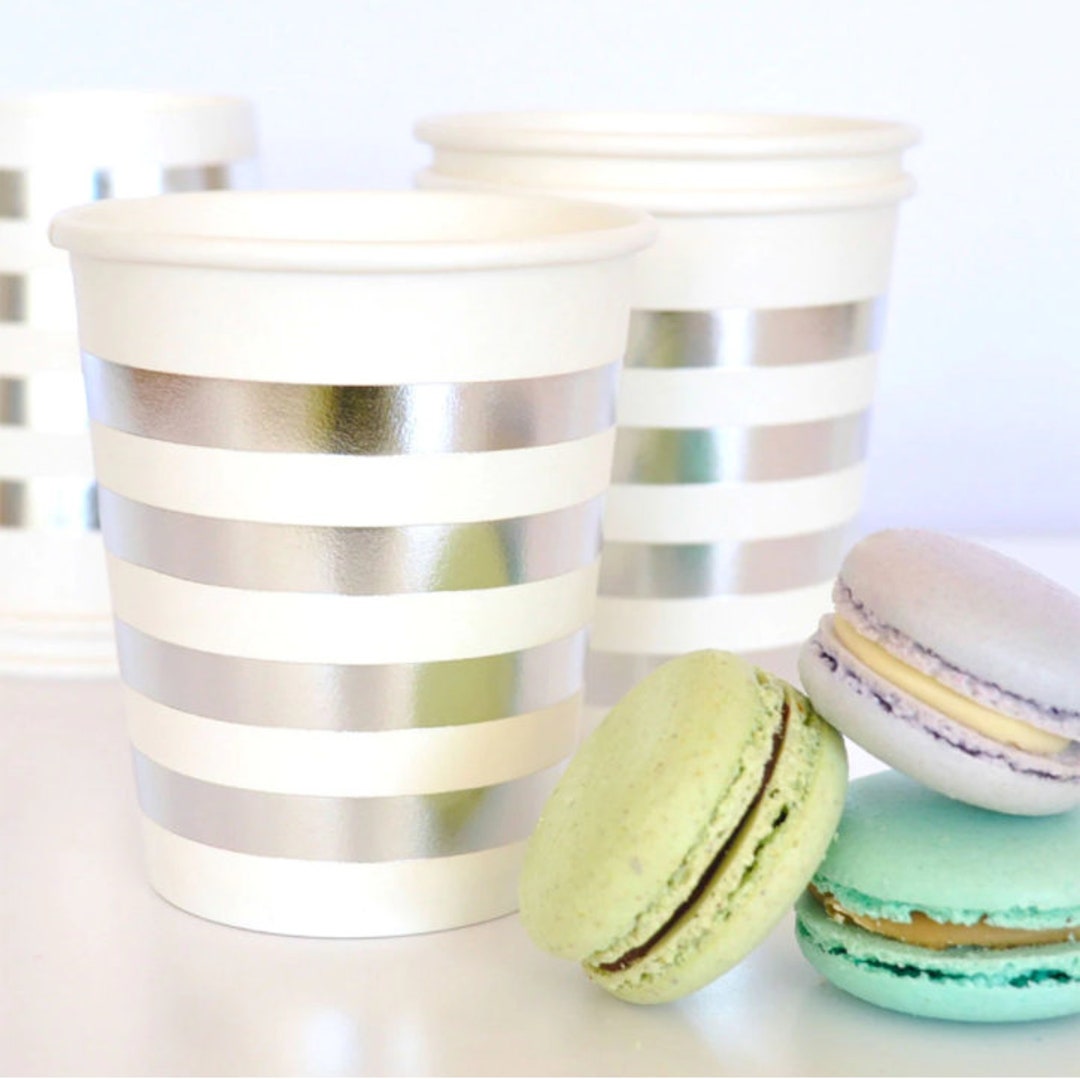 Silver Striped Cups - Etsy